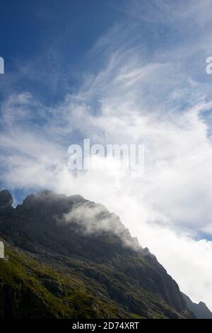 Silhouette of a rocky ridge in Ossau Valley, Pyrenees in France Stock ...