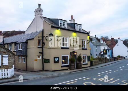 The Hart Inn pub public house in summer Sandsend near Whitby North ...