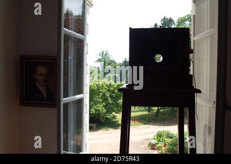 The camera of Nicephore Niepce, the inventor of photography, in the ...