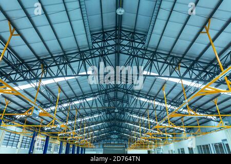 Warehouse metal roofing, Large steel roof structure, bottom view with ...
