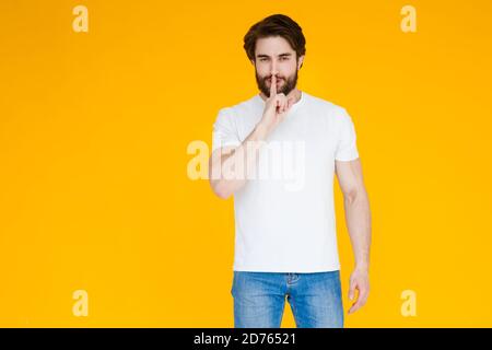 Photo of funky young brunet guy wear eyewear purple hoodie isolated on ...