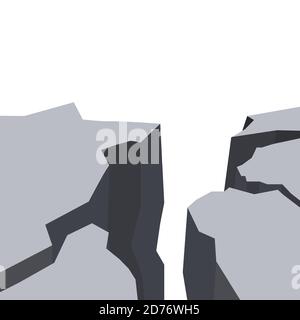 Cartoon cracked concrete ground. Split damage after earthquake, vector ...