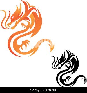 Abstract Dragon Fire illustration vector Design template. Suitable for ...