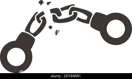 Broken handcuff icon. Freedom concept. Vector symbol of human strenge ...