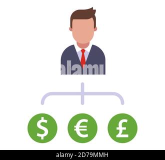 person with dollar and pound sterling isolated icon design Stock Vector ...