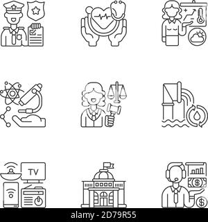 Duty service line icons collection. Responsibility, Obligation ...