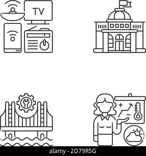 Device services linear icons set. Repairs, Maintenance, Upgrades ...
