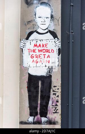 Greta Thunberg mural on the side of a house in Brighton, East Sussex ...