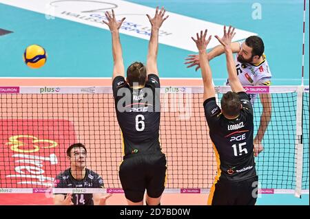 Mateusz Mika of Trefl in action during the Plus Liga match between ...