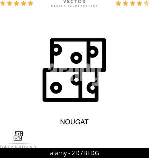 Turron or torrone, almond nougat. Nut candy drawing. Isolated vector ...