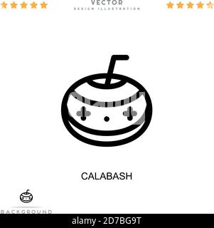 Calabash gourd with leaf vegetable icon, outline style vector ...