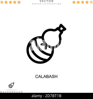 Calabash gourd with leaf vegetable icon, outline style vector ...