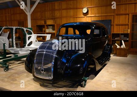 Prototype car, vehicle body in full black vinyl camouflage wrap to ...