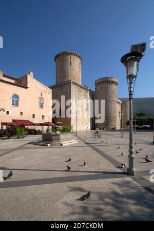 the main square of Fondi city with the Castello Baronale at summer ...