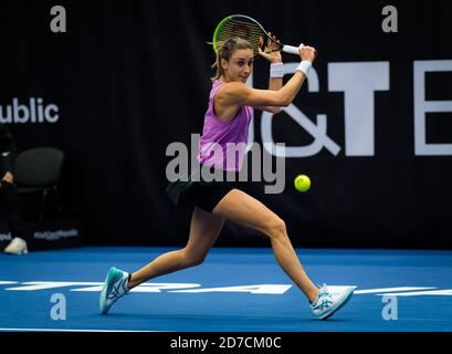 Jeļena Ostapenko of Latvia during the first round of the U.S. Open ...