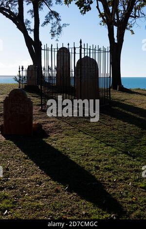 Early pioneer graves in the cemetery at Georgetown, an Outback town in ...