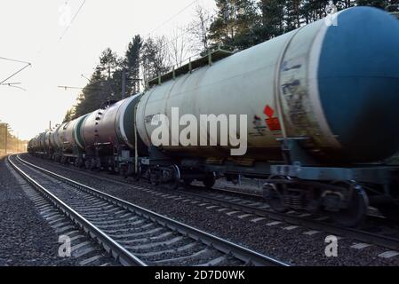 Rail cars carry crude oil and ethanol. Railway logistics explosive ...