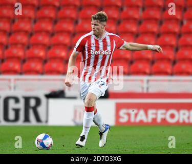 Nathan Collins (37) of Stoke City pleads his innocence before receiving ...