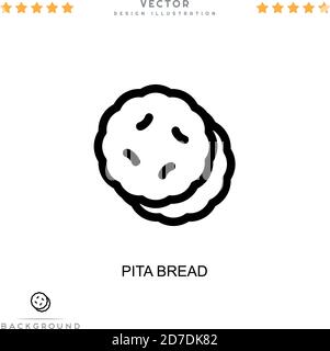 Mediterranean bread pita, Greek flatbread black white vector ...