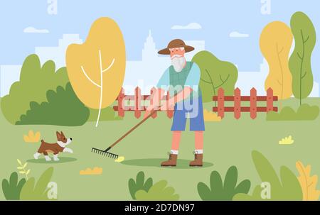 man cleaning garden cartoon illustration Stock Vector Image & Art - Alamy