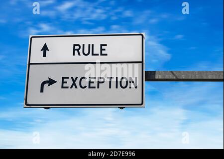 Street Sign to Exception versus Rule Stock Photo - Alamy