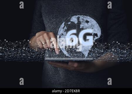 6G network concept, high speed mobile internet New age network ...