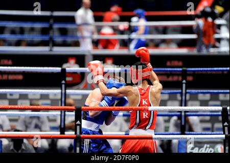Simultaneously amateur boxing matches during the AIBA World Boxing ...