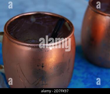 Delicious Moscow Mule drink copper cup Stock Photo - Alamy