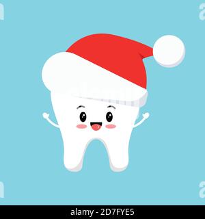 Chistmas cute tooth in Santa Claus costume - red hat icon in cartoon ...