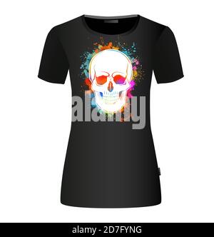 Multi-colored skull. Mixed media. Vector illustration Stock Vector ...