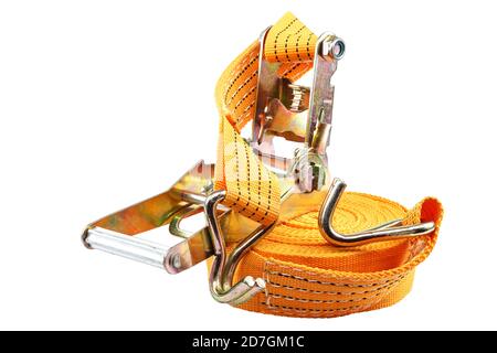 The mechanism for securing cargo ties is isolated on a white background ...