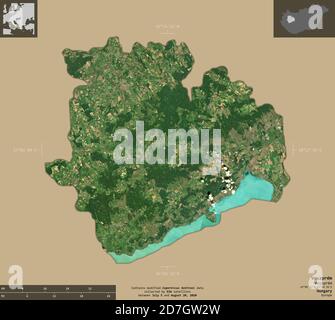 Veszprem, county of Hungary. High resolution satellite map. Locations ...