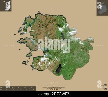 Mayo, county of Ireland. High resolution satellite map. Corner ...