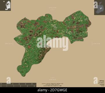 Offaly, county of Ireland. High resolution satellite map. Corner ...