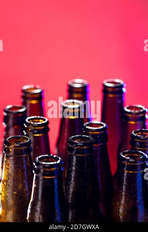 Shadow of a glass of beer, on a pink background Stock Photo - Alamy