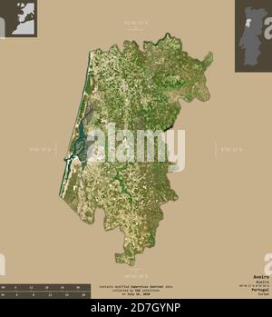 Aveiro, district of Portugal. High resolution satellite map. Locations ...