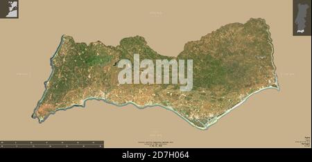 Faro, district of Portugal. High resolution satellite map. Locations of ...