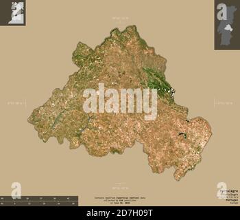 Portalegre, district of Portugal. High resolution satellite map Stock ...