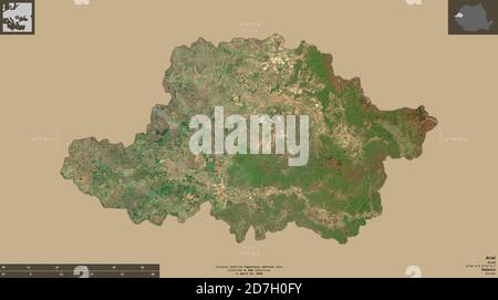 Arad, county of Romania. High resolution satellite map. Locations of ...