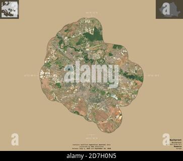 Bucharest, municipality of Romania. High resolution satellite map Stock ...