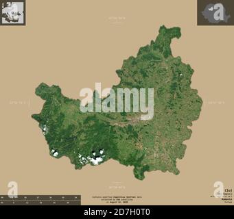 Cluj, county of Romania. High resolution satellite map. Corner ...