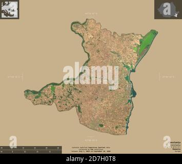 Constanta, county of Romania. High resolution satellite map. Corner ...
