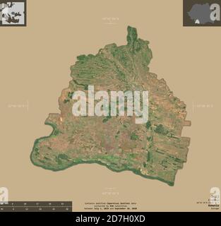 Dolj, county of Romania. High resolution satellite map. Locations of ...