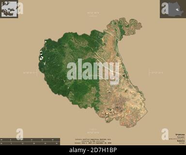 Vrancea, county of Romania. High resolution satellite map. Corner ...