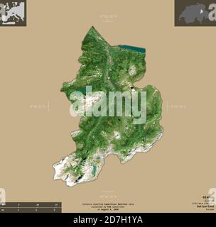 Glarus, canton of Switzerland. High resolution satellite map. Locations ...