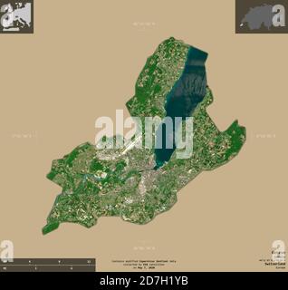 Geneve, canton of Switzerland. High resolution satellite map Stock ...