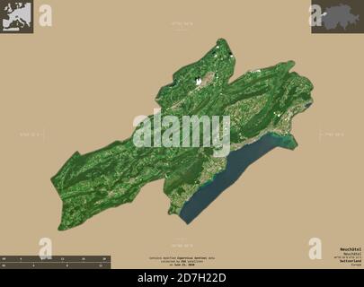 Neuchatel, canton of Switzerland. High resolution satellite map Stock ...