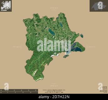 Luzern, canton of Switzerland. High resolution satellite map. Corner ...
