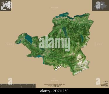 Schwyz, canton of Switzerland. High resolution satellite map. Locations ...