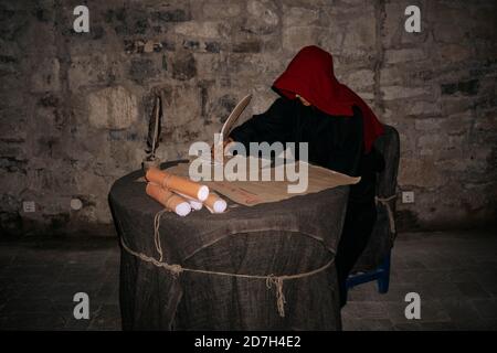 Medieval shackle or manacle in the dungeon, Lincoln Castle, Lincoln ...